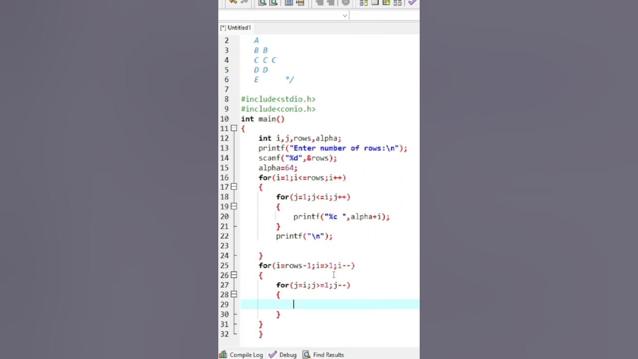 Symbol Pattern Design C Programming Pattern Tutorial Alpha Pattern C Coding Shots 