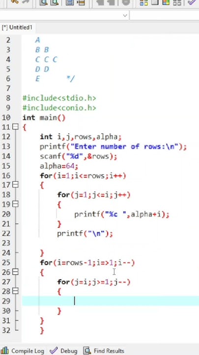 Symbol Pattern Design C Programming Pattern Tutorial Alpha Pattern C Coding Shots 