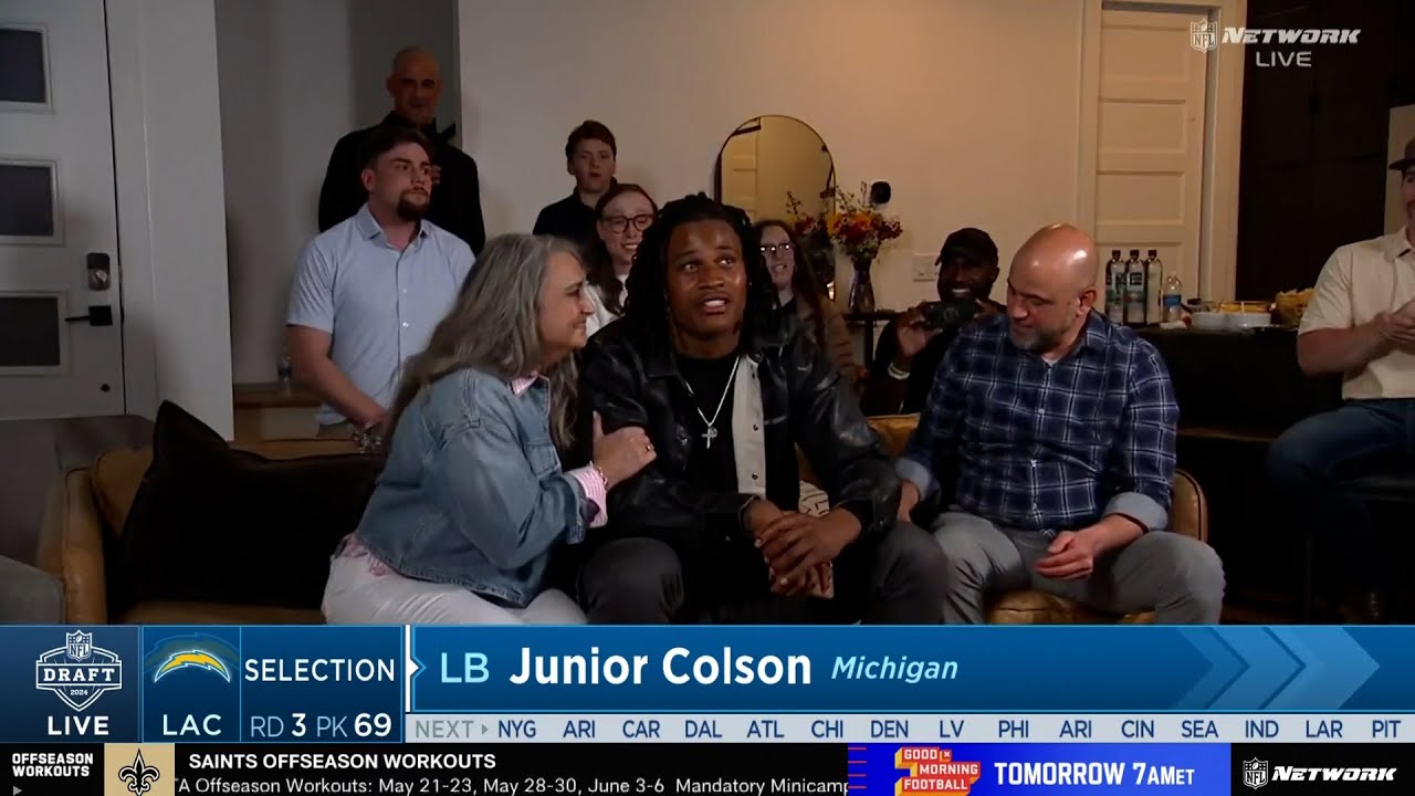Chargers Select LB Junior Colson (Rd 3, Pick 69) | LA Chargers - YouTube