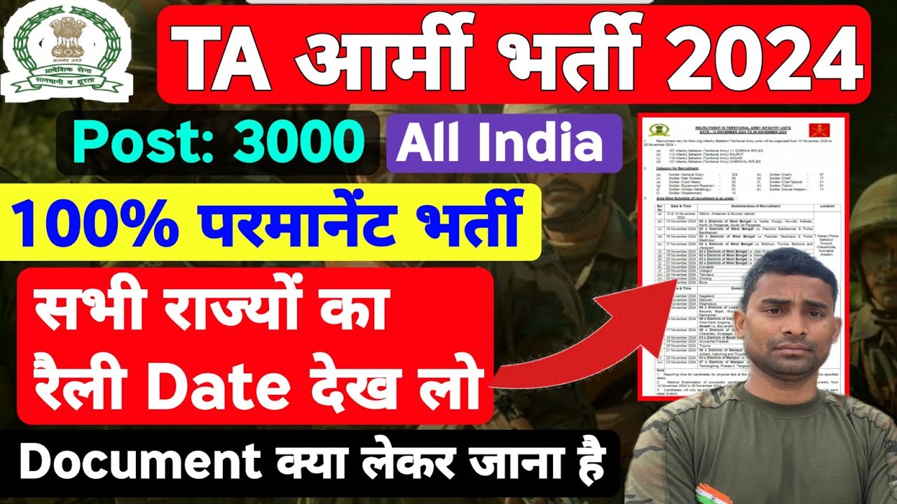 Notice Out TA Rally Date All State 2024 ! Bihar ! UP ! TA Army Open ...