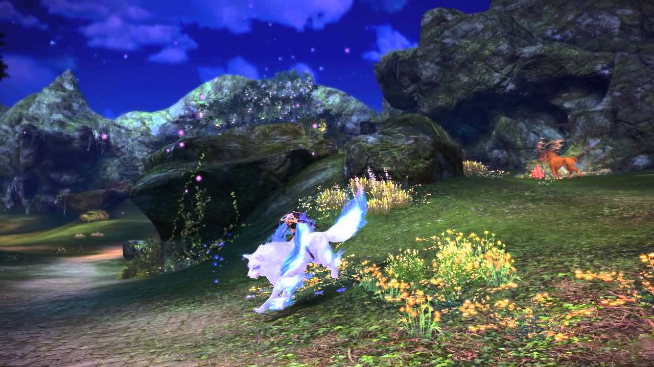 Tera Rising Spirit Wolf mount frolicking! HD - YouTube