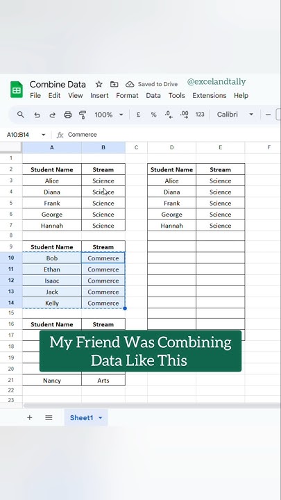 Combine Data In Excel | VSTACK Function Google Sheets #excel #excelshorts #exceltips - YouTube