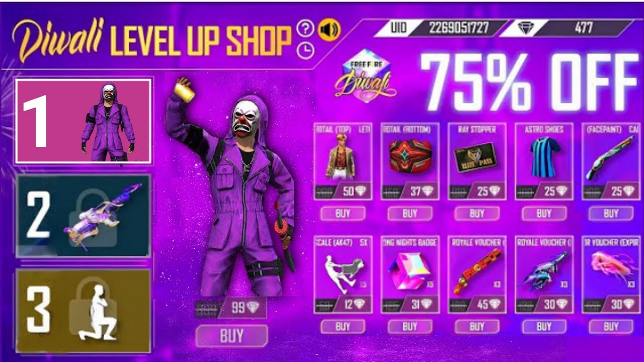 LEVEL UP SHOP EVENT | DIWALI DISCOUNT EVENT | TONIGHT UPDATE FREE FIRE | LEVEL UP SHOP EVENT ...