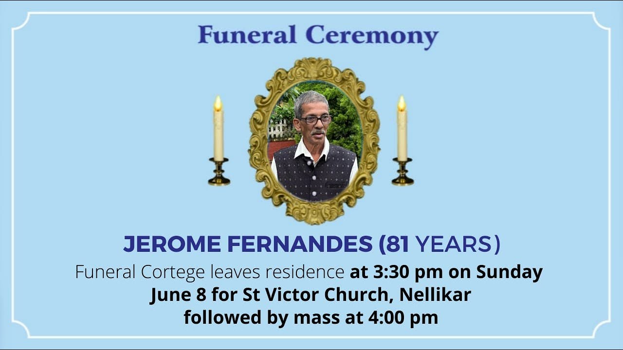 Funeral Ceremony Of JEROME FERNANDES (81 years) St Victor Church ...