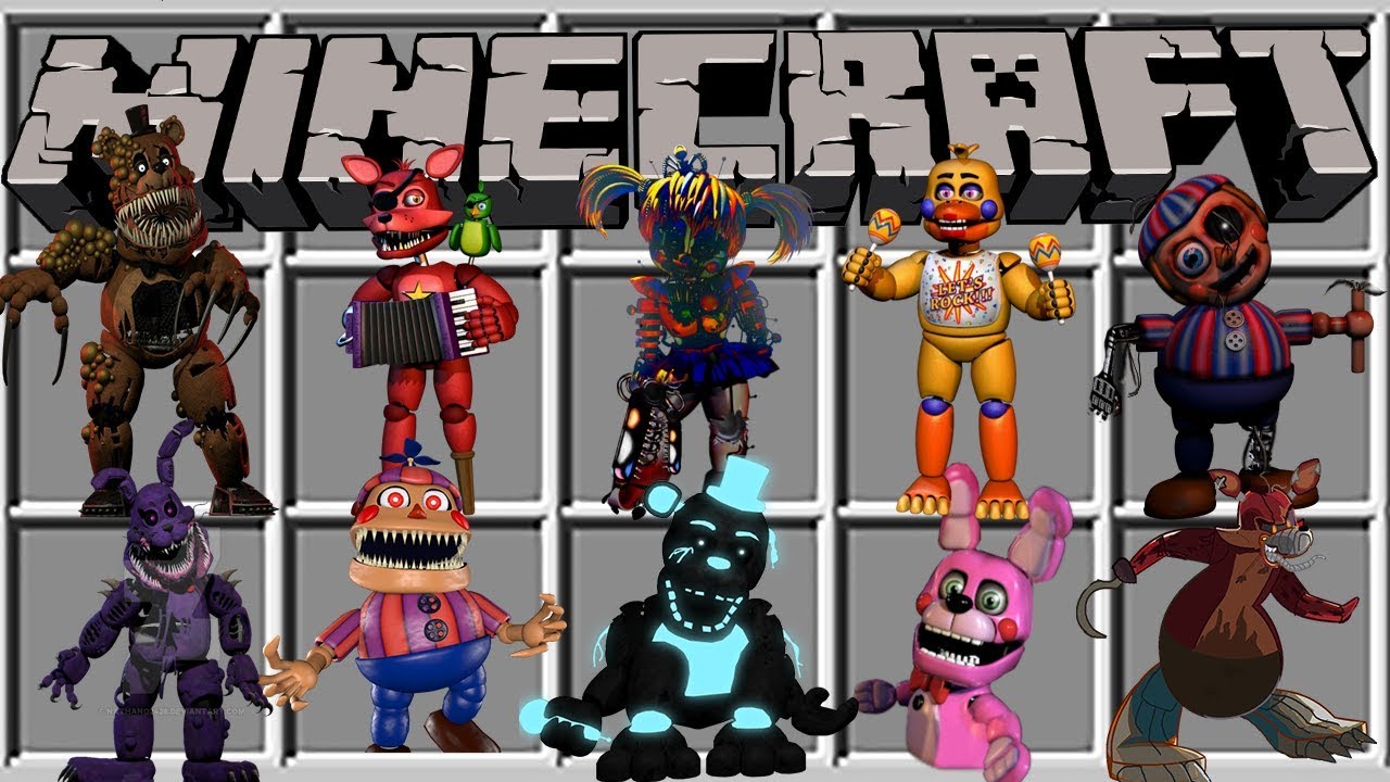 1001 NOVOS ANIMATRONICS ADICIONADOS no MINECRAFT!! (Five Nights At ...