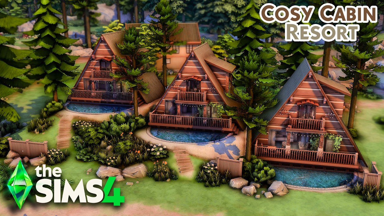 I built 3 A-Frame cabins in Granite Falls🏕️Sims 4 Speed build - YouTube