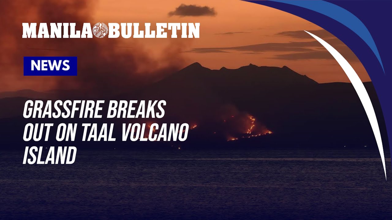 Grassfire breaks out on Taal Volcano Island - YouTube