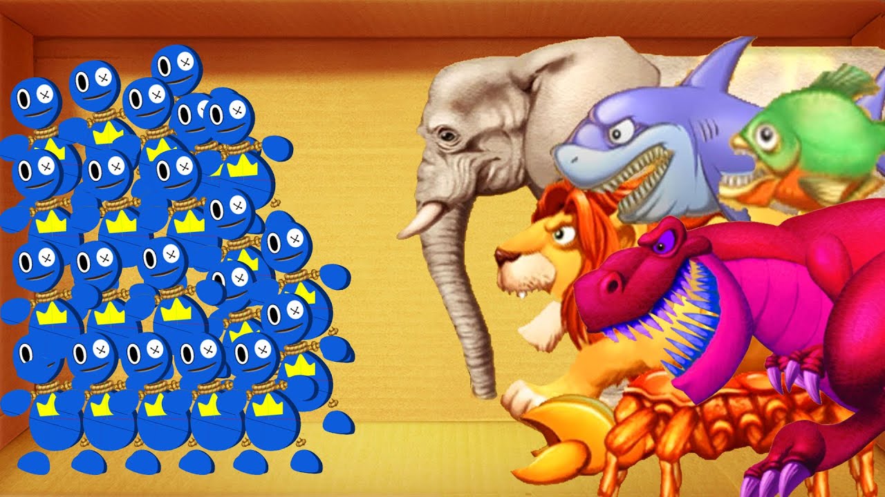 9999 Rainbow Friends Buddy vs All Animals vs Dinosaur T-Rex - Kick The ...