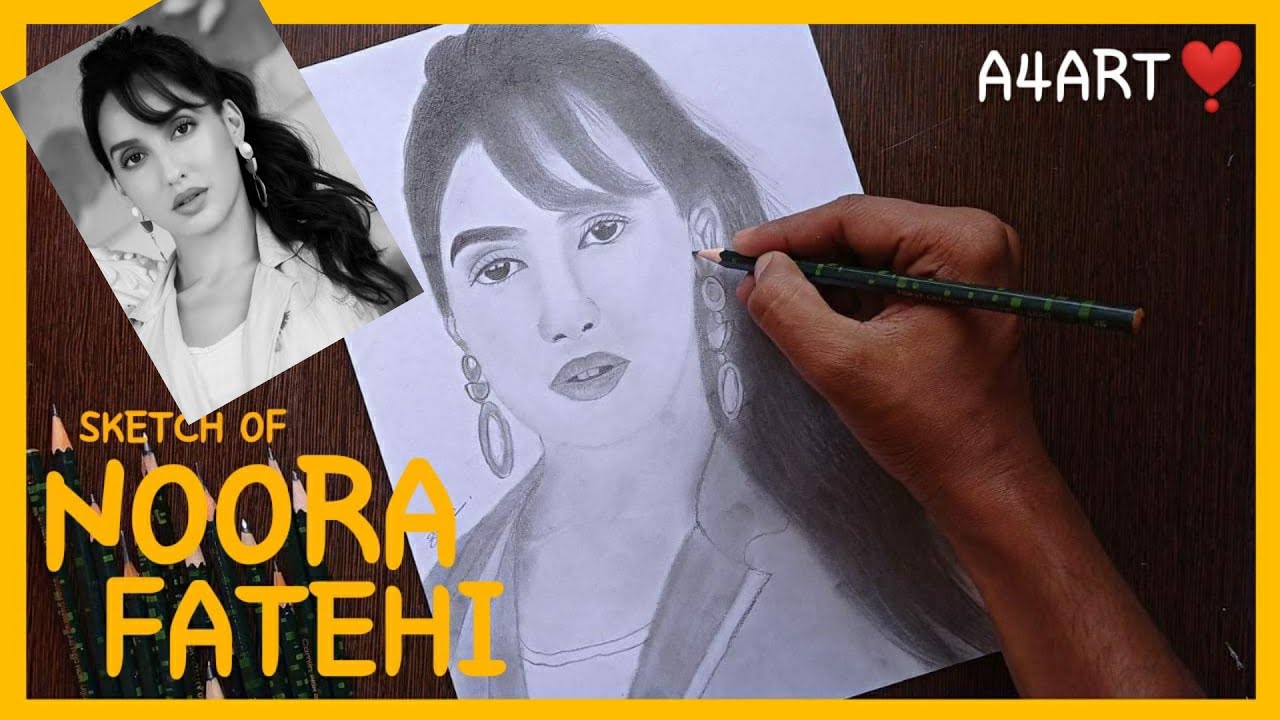 Nora fatehi Drawing | how to draw | step by step Drawing - YouTube