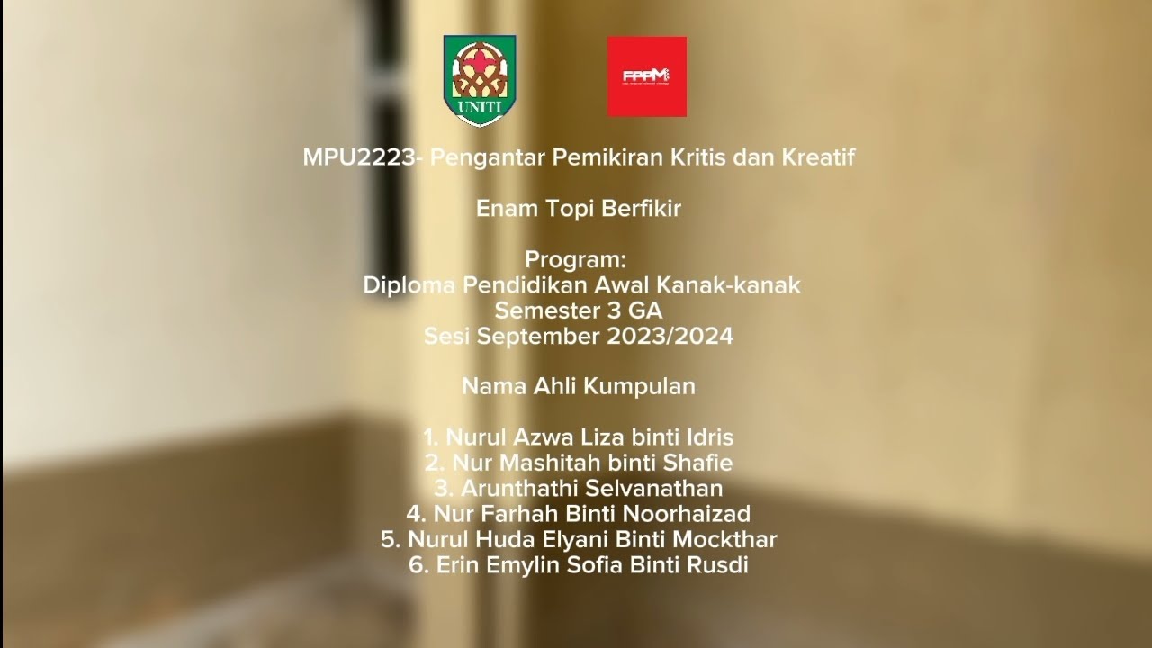 MPU2223- Pengantar Pemikiran Kritis dan Kreatif- Pembentangan Video ...