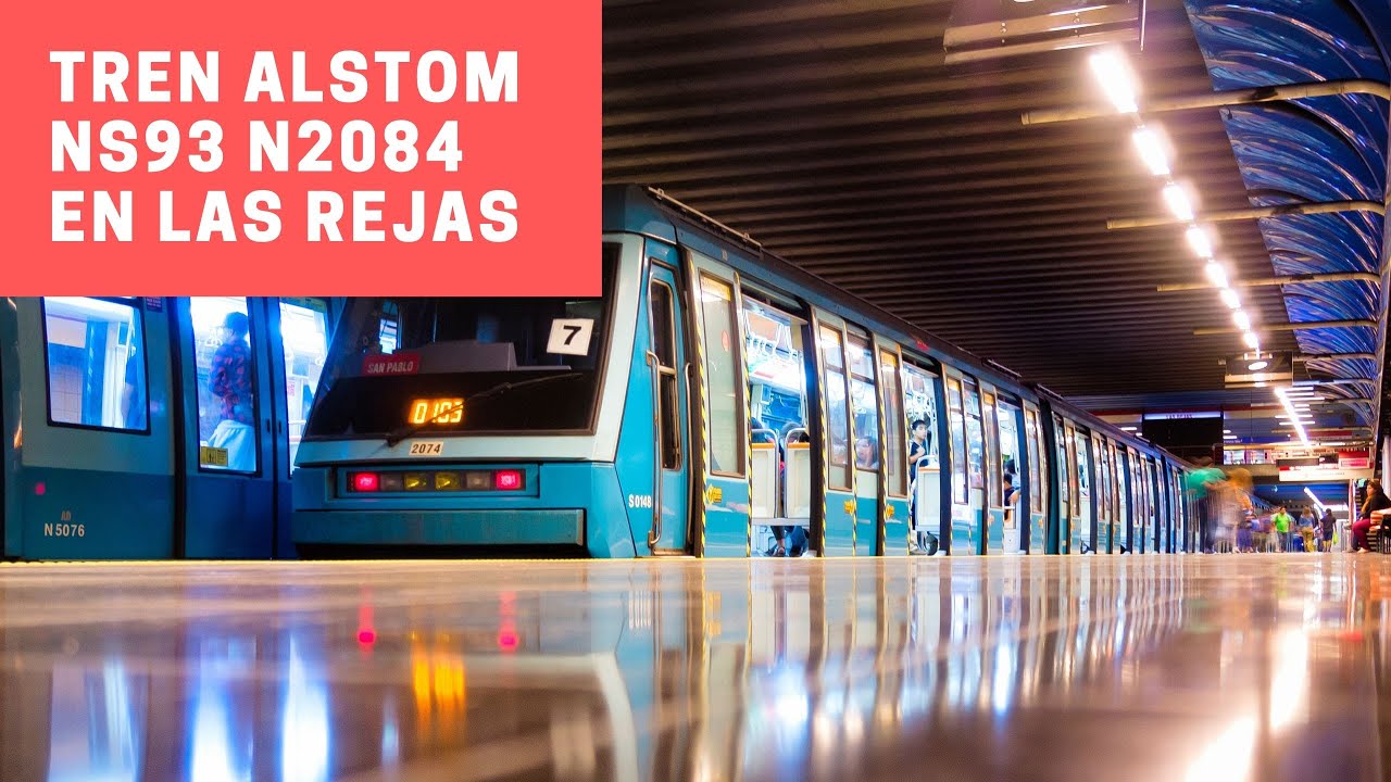 Metro de Santiago | Tren Alstom NS-93 (N2084) en Las Rejas (L1) - YouTube