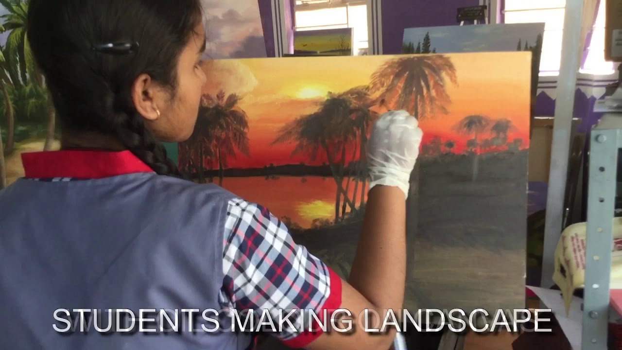 LANDSCAPE | OIL PAINTING ON CANVAS | STUDENT MAKING PAINTING | 096 ...