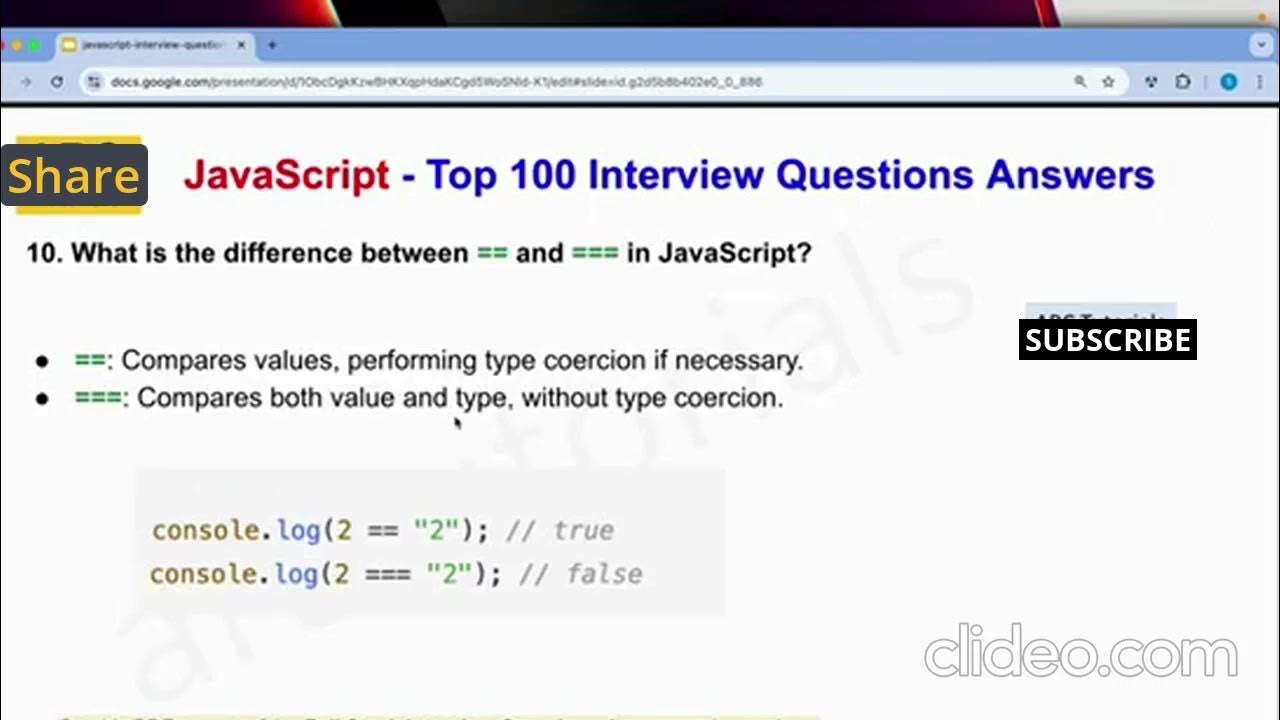 Top 100 JavaScript Interview Questions | Beginner to Advanced | Crack Your Next Interview! - YouTube