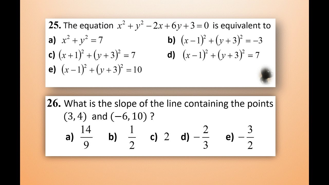 Equation of a Circle - Slope of a Line passing through 2 pts -College ...