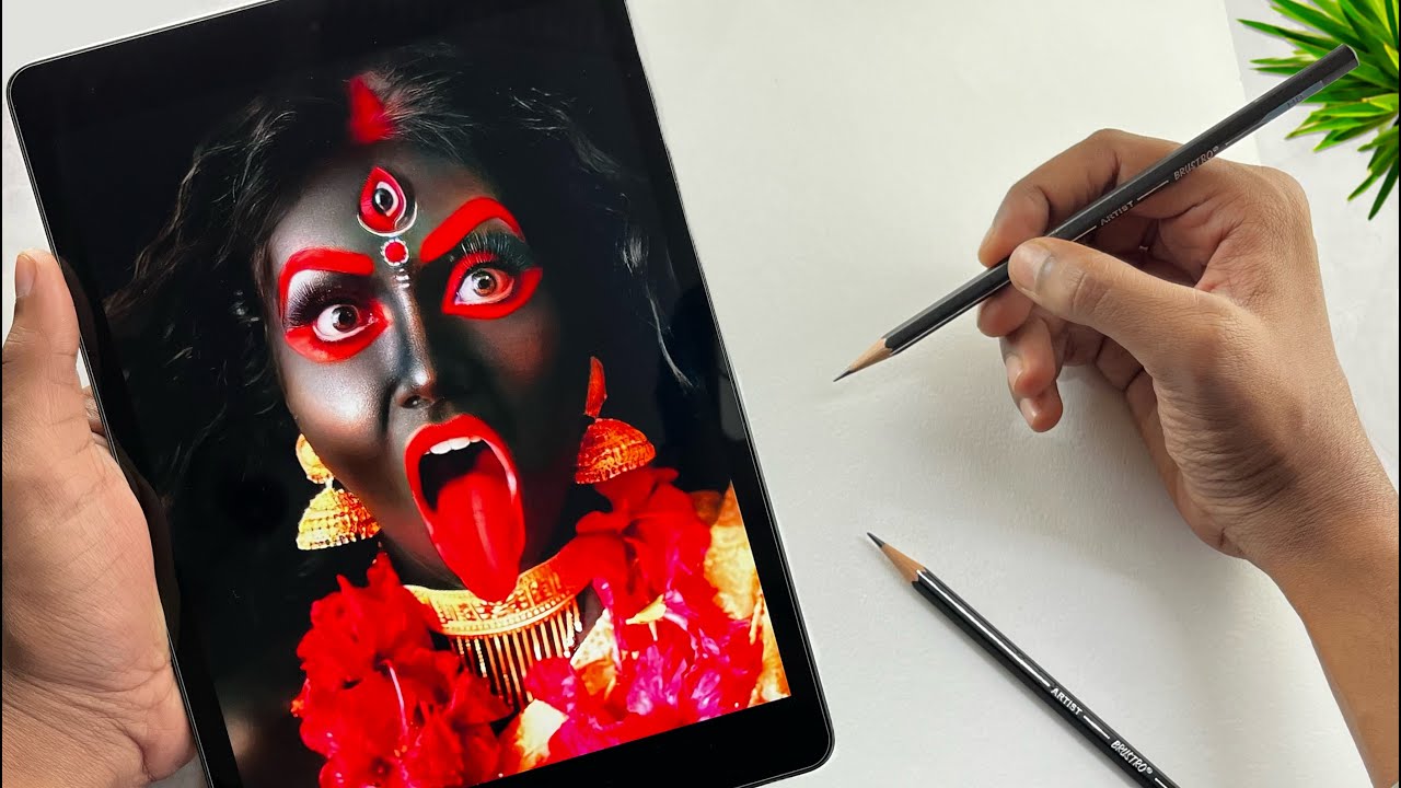 Angry Kali Maa Drawing , Kali Mata Drawing | Step by Step Outline ...