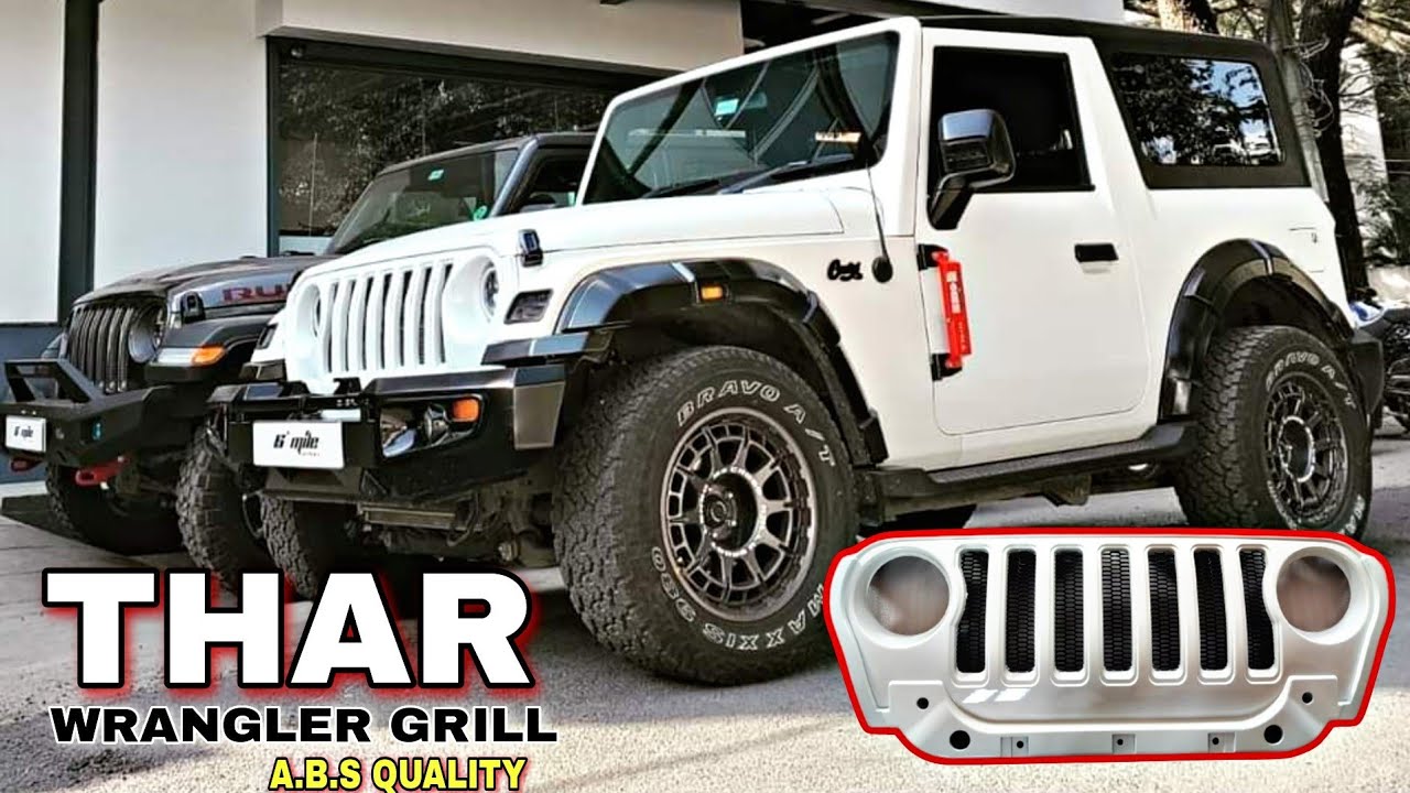 Thar 2023 Wrangler Grill Everest White 🤍 || Car Accessories 💥 Full ...