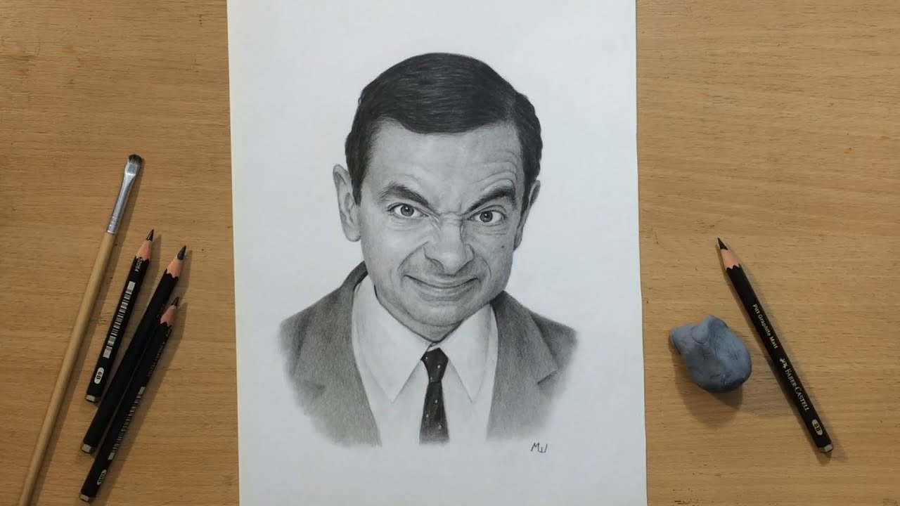 Graphite Pencil Portrait of Mr Bean - YouTube