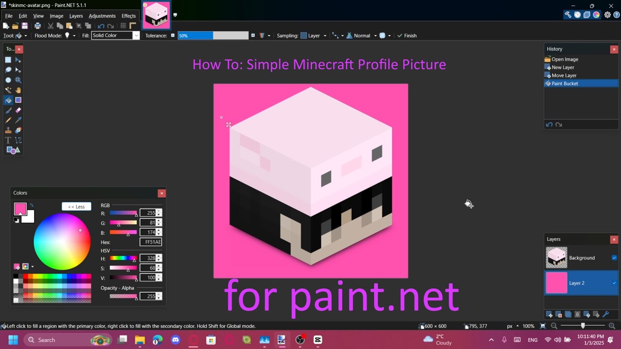 How To: Simple Minecraft Profile Picture for paint.net - YouTube