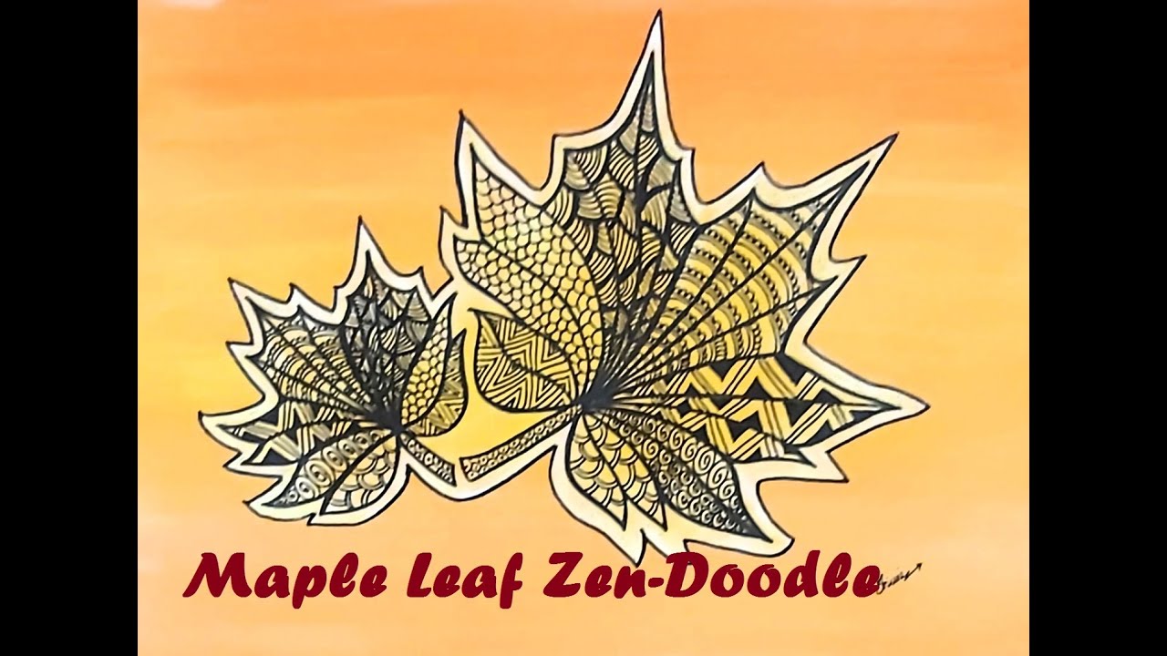 How to draw Maple Leaf #Zentangle #Doodle #Art #Zen-Doodle - YouTube