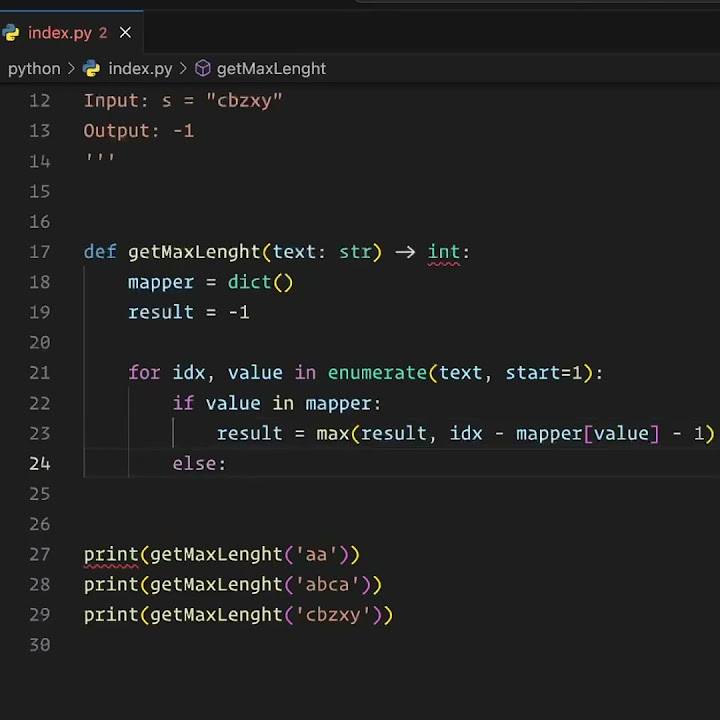 1624 Largest substring | 1 Minute Python - YouTube