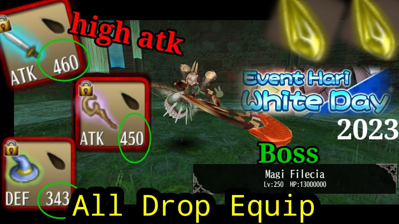 all drop equipment on boss felicia || event white day toram - YouTube