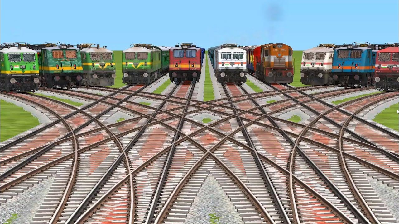 Ten Indian Express On Diamond Curved Bumpy Forked Indian Railroad ...