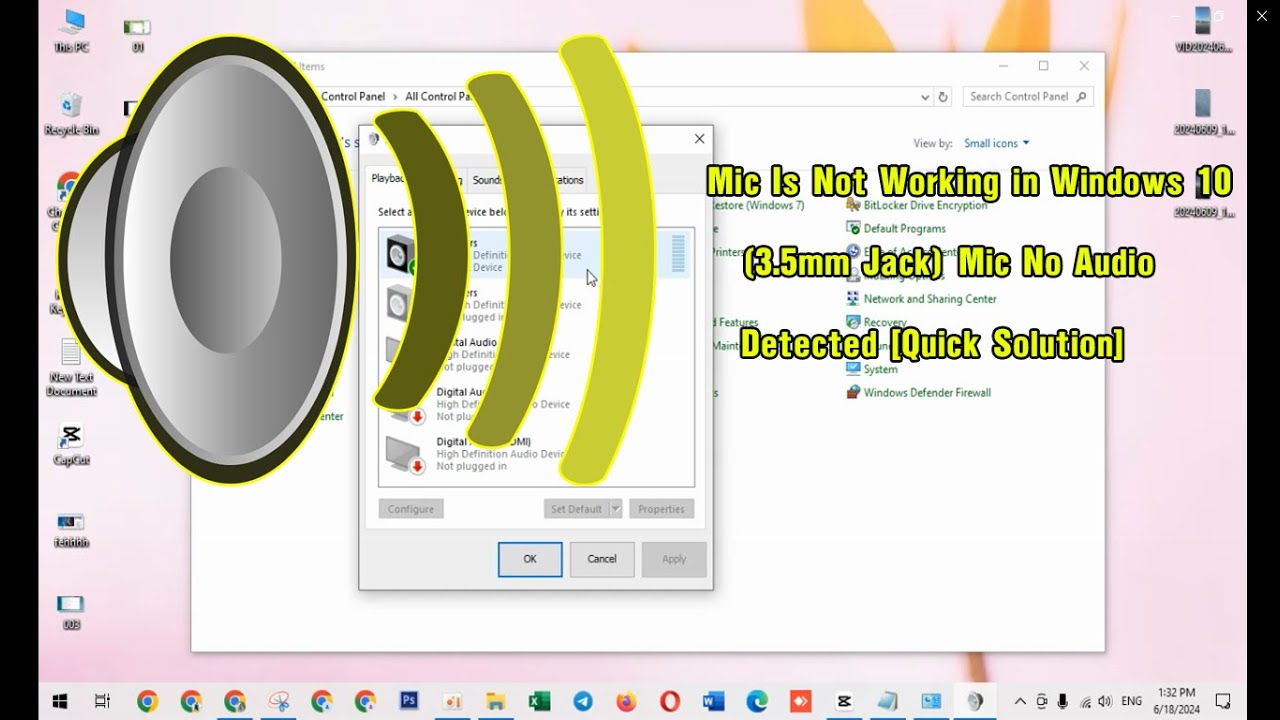 Mic Is Not Working in Windows 10 (3.5mm Jack) Mic No Audio Detected ...