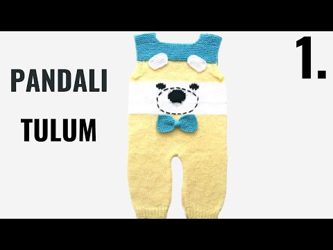 Panda Desenli Erkek Bebek Tulumu (0-6 Ay) / 1 - Bacak Kısmının Örülmesi ve Birleştirilmesi