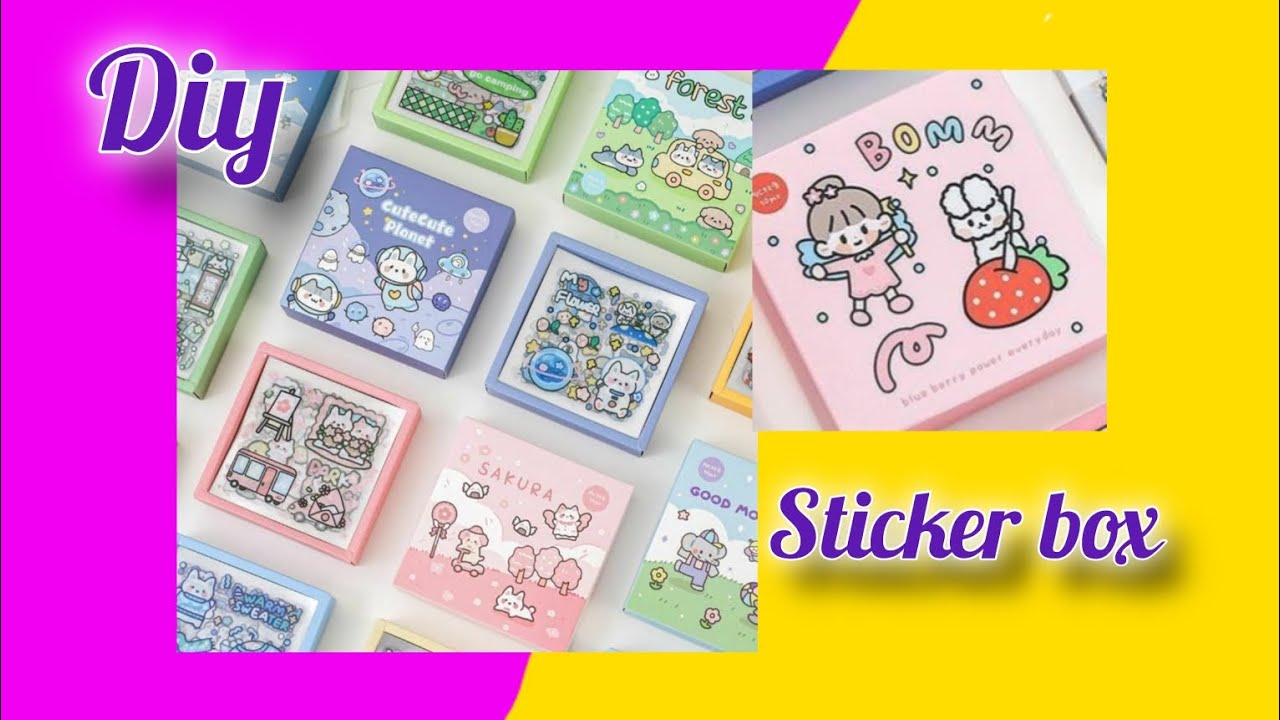 Diy kawaii sticker box with paper.diy crafts.small sticker box.#cute # ...