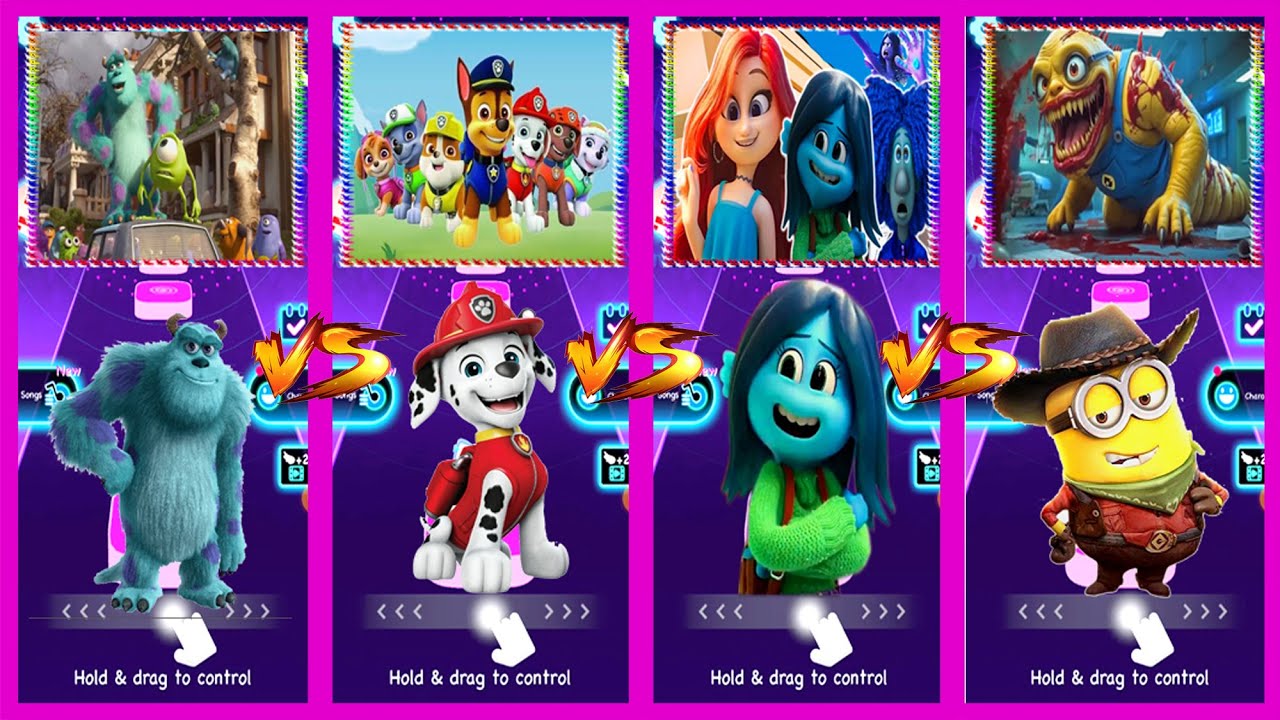 Tiles Hop Max Monsters 🆚 PAW Patrol 🆚 Ruby Gillman 🆚 Minions - YouTube