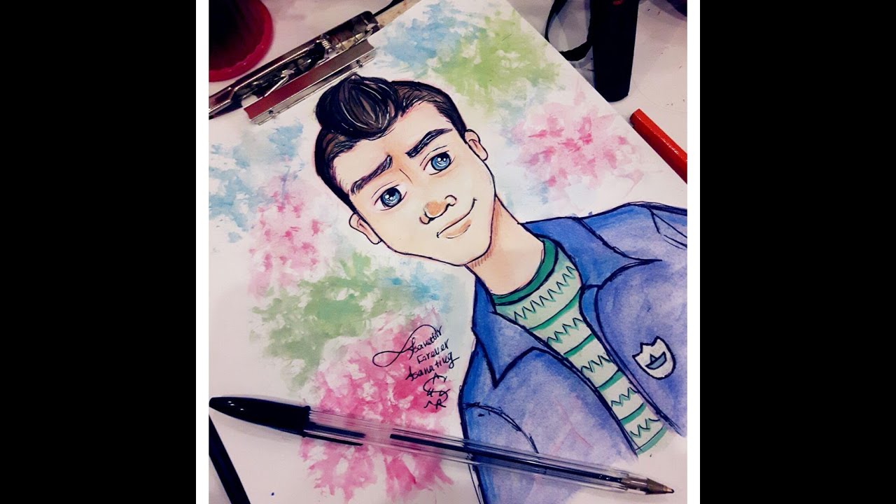 Asa butterfield in cartoon style #1 [Speed Drawing] - YouTube