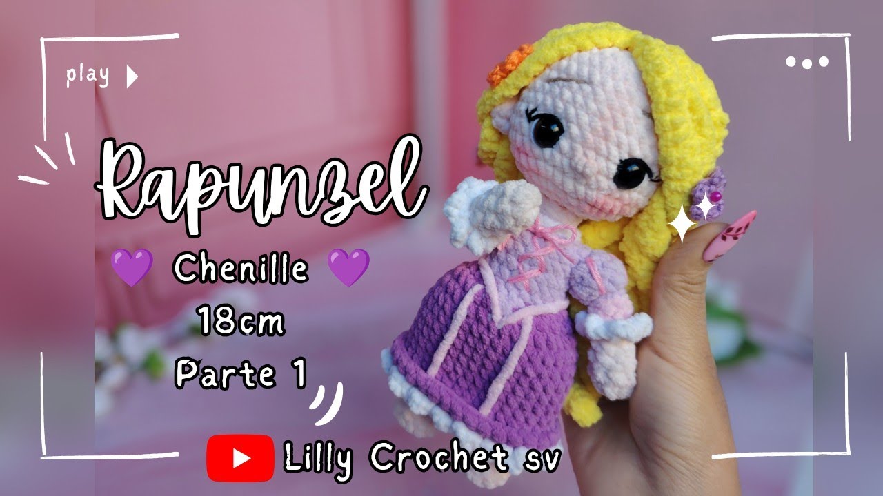 Teje a Rapunzel en Chenille Muñeca Súper Suave Paso a Paso parte 1 ...