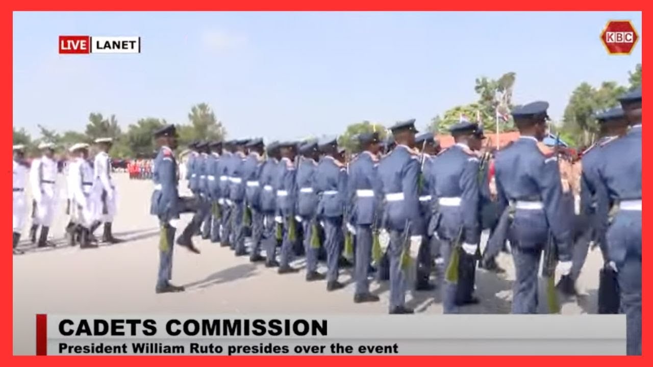 Cadets passing-out parade match past the President's dais in quick ...