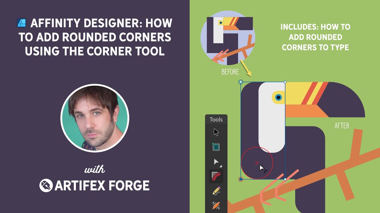 How to use the Affinity Designer Corner Tool - Create Round Corners - YouTube