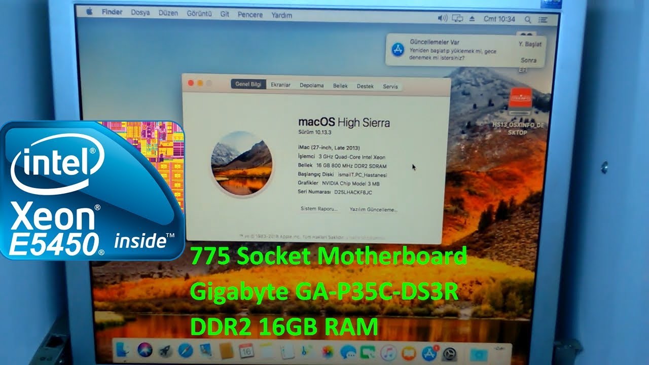 775 SOCKET macOS High Sierra - Apple INSTALL-YÜKLEME Gigabyte P35C DS3R XEON E5450 - YouTube