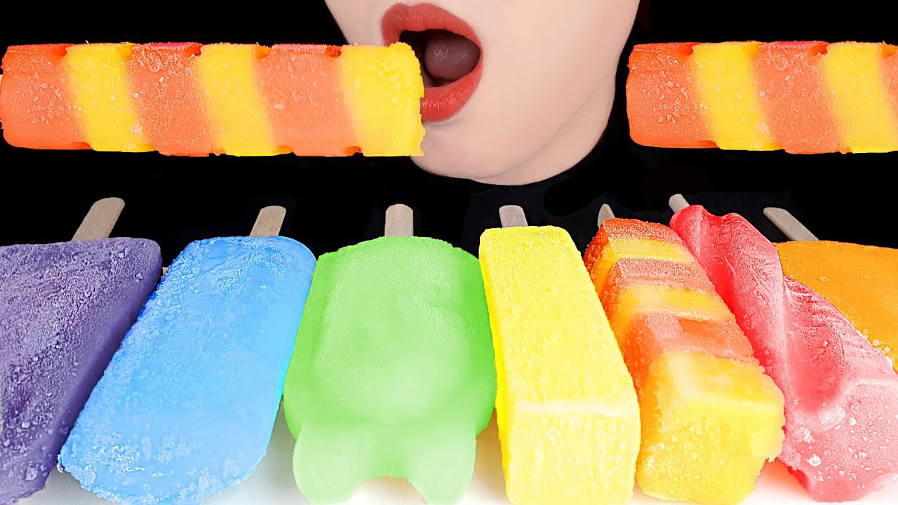 ASMR RAINBOW ICE CREAM *SCREW BAR, JAWS BAR, MELONA* MUKBANG 무지개 아이스크림 ...