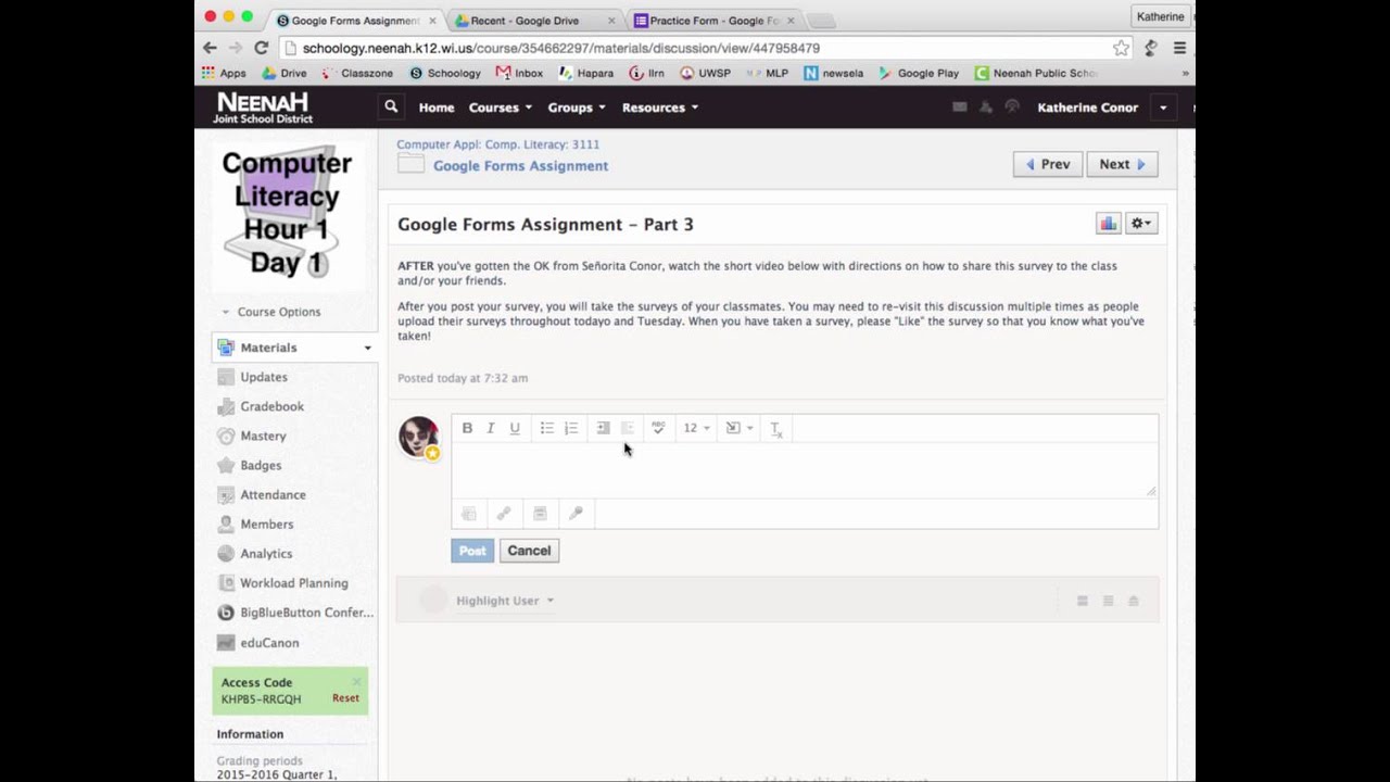 Google Form Discussion Assignment - YouTube