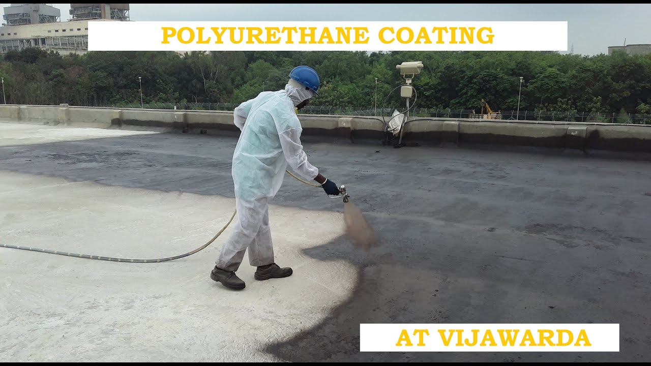 POLYURETHANE COATING WORK AT VIJAYAWARDA - SPRAY APPLICATION - YouTube