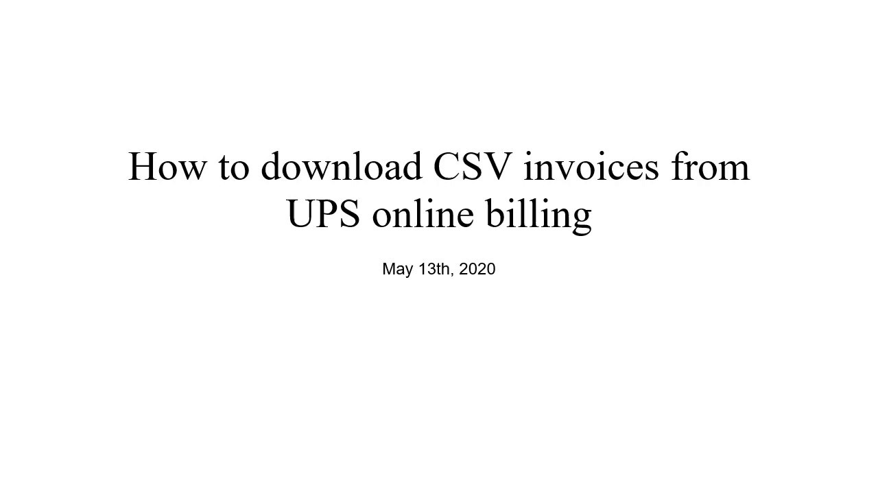 Ups Billing Invoice