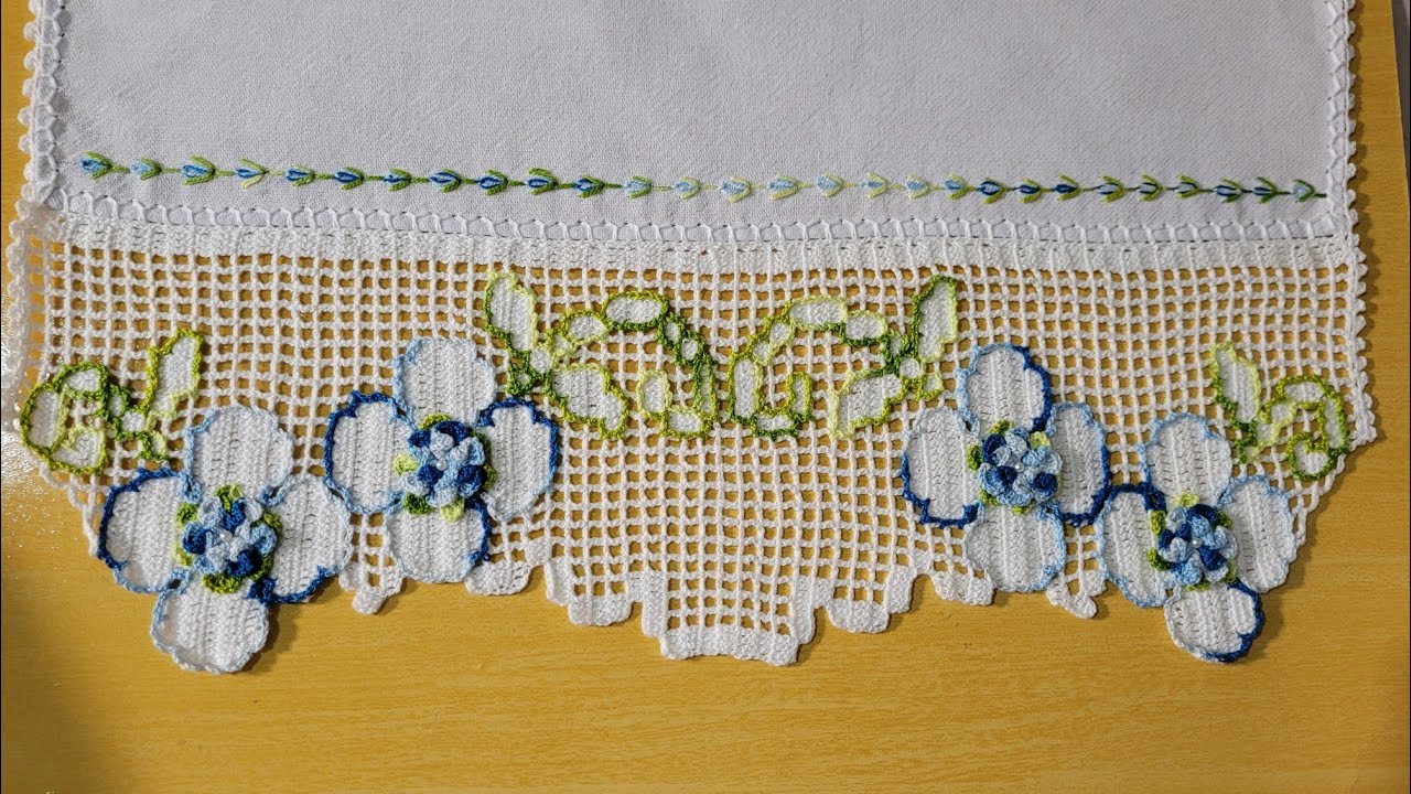 🌹bico de crochê p/pano de prato toalhasPASSO A PASSO N174 adineia ...