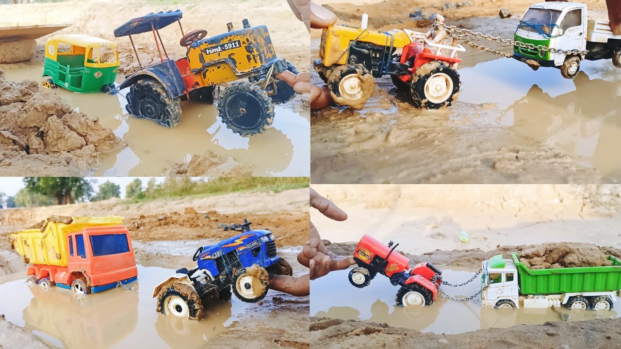 Toy Pulling Video | Truck Pulling out Eicher Tractor | Auto Rickshaw ...