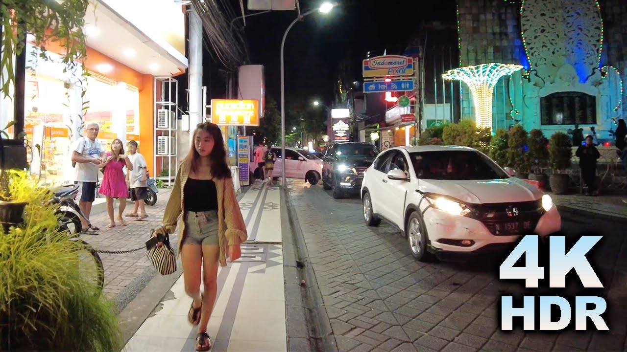 BALI - Legian Road Red Light Area - Sky Garden Rooftop Night Club | 4K ...