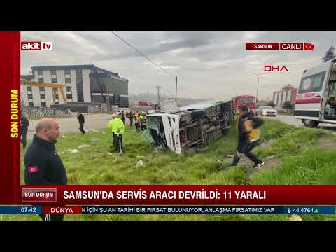 Samsun'da servis aracı devrildi 11 yaralı var  #haber #kaza
