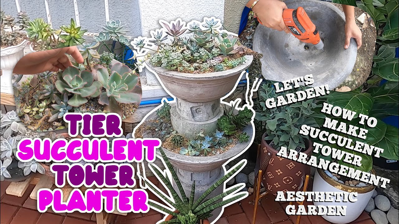 HOW TO CREATE A SUCCULENT FOUNTAIN | DIY SUCCULENT TOWER PLANTER | By ...