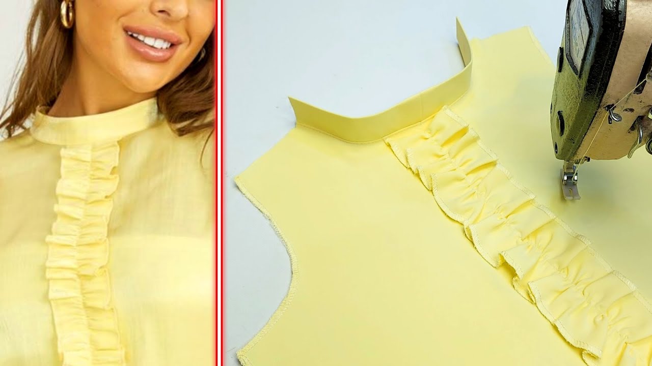 Useful Tips on Sewing: Stylish Neck Design with Frill in the Middle for ...