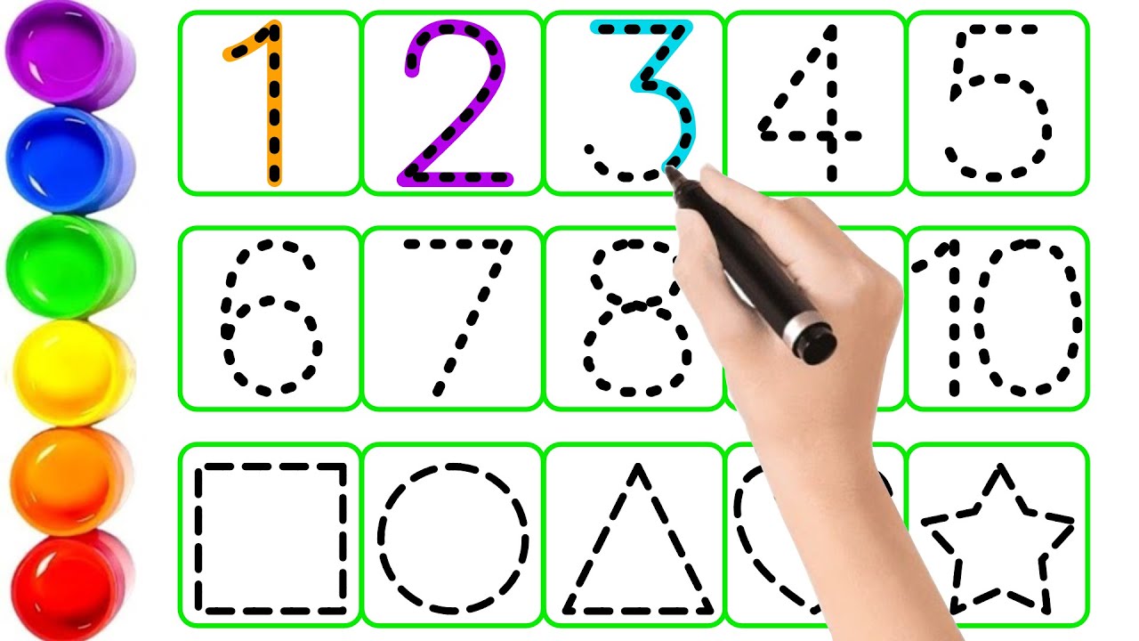 Learn 1 to 10 Numbers counting and Shapes for Kids | Easy Draw and ...
