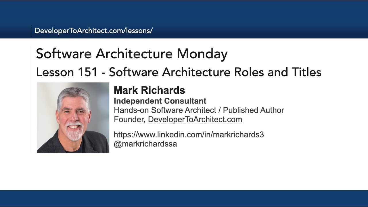 Lesson151 - Software Architecture Roles and Titles - YouTube