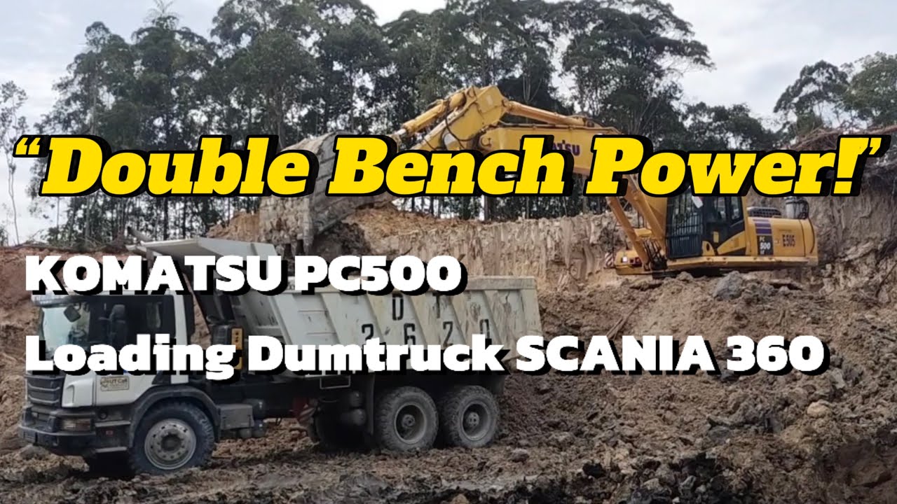 Komatsu PC500 Double Bench Loading Scania 360 | Mining Heavy Equipment ...