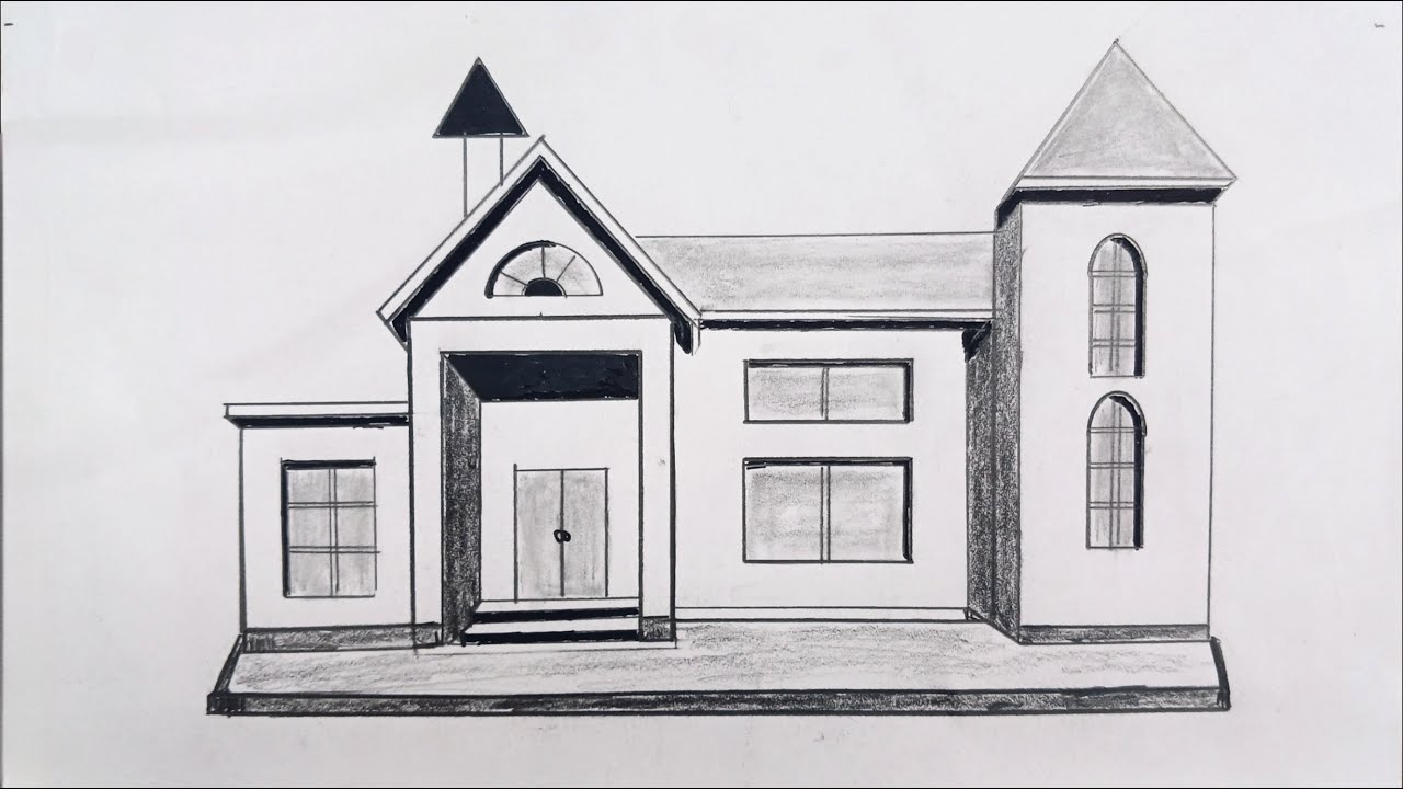 HOW TO DRAW A HOUSE | House drawing easy | Ghar ka drawing kaise banate ...