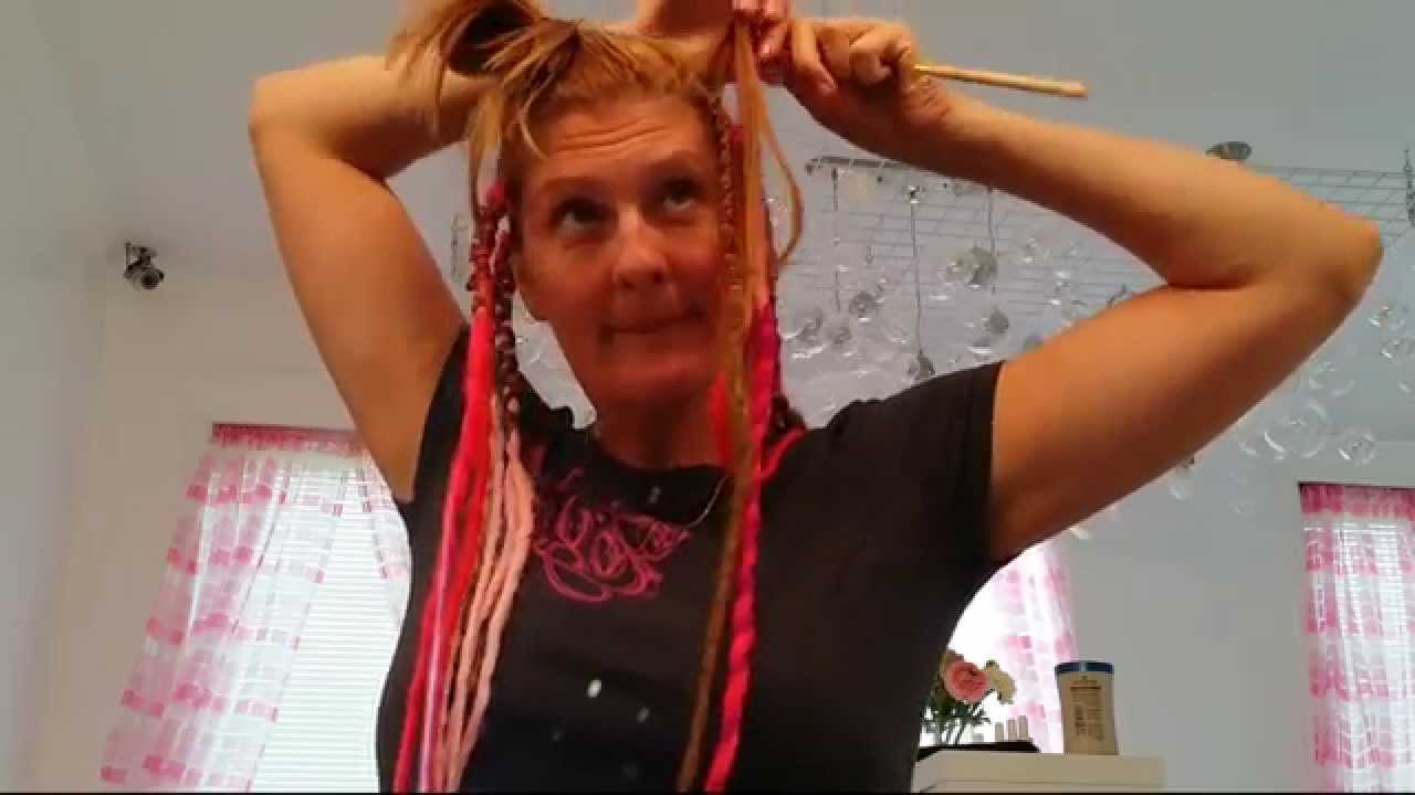 Pink Synthetic Dreads Tutorial Installed on myself. Eye Candy Beauty - YouTube